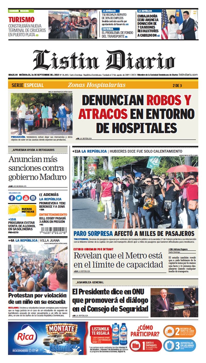 "Listín Diario te resume con sus portadas lo que pasó esta semana ...