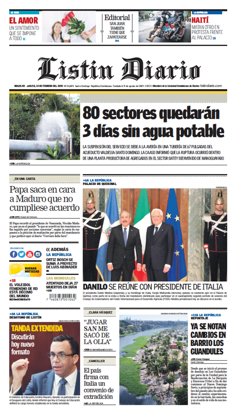"La semana contada con las portadas del Listín Diario"| Listín Diario