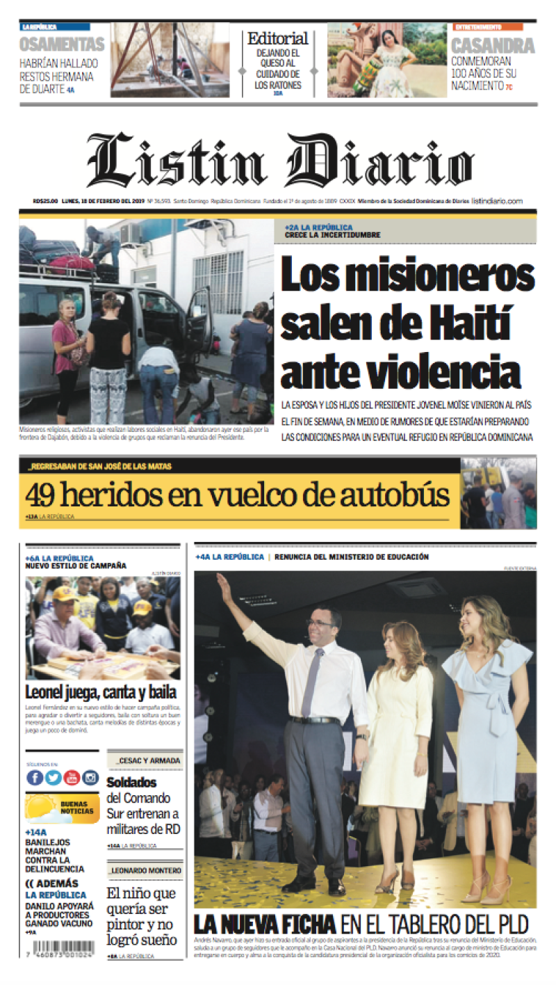 "La semana contada por las portadas de Listín Diario"| Listín Diario