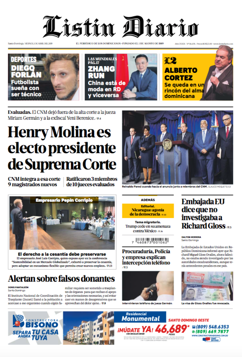 "La semana contada con las portadas del Listín Diario"| Listín Diario