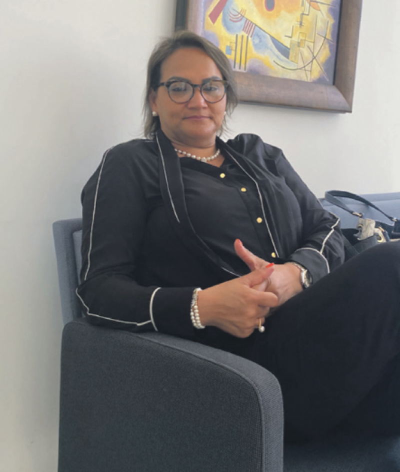 Daisy Blanco, durante una entrevista en Listín Diario.